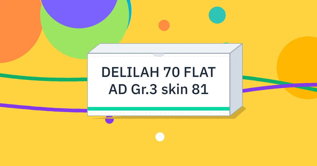 Symbolbild: Packung mit der Aufschrift DELILAH 70 FLAT AD Gr.3 skin 81 (PZN 13847608) – Verfügbarkeit und Bezug in Apotheken in Frankfurt am Main