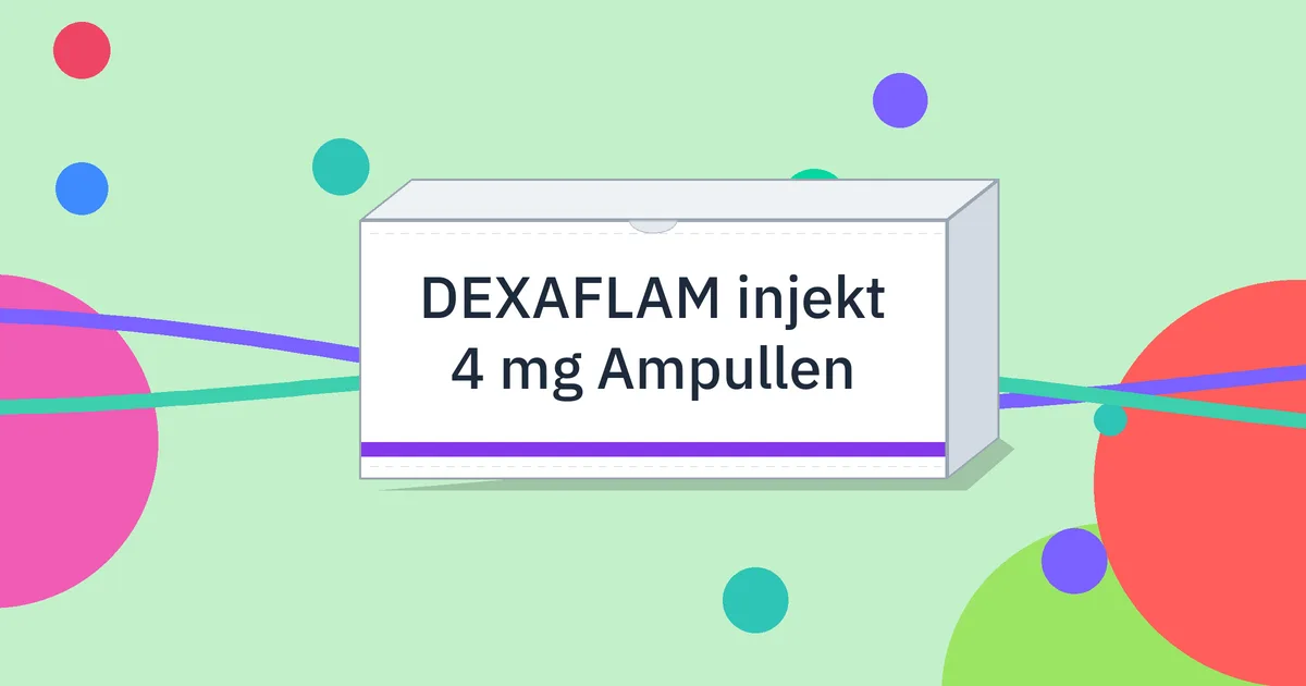 Symbolbild: Packung mit der Aufschrift DEXAFLAM injekt 4 mg Ampullen (PZN 02410860) – Verfügbarkeit und Bezug in Apotheken in Frankfurt am Main