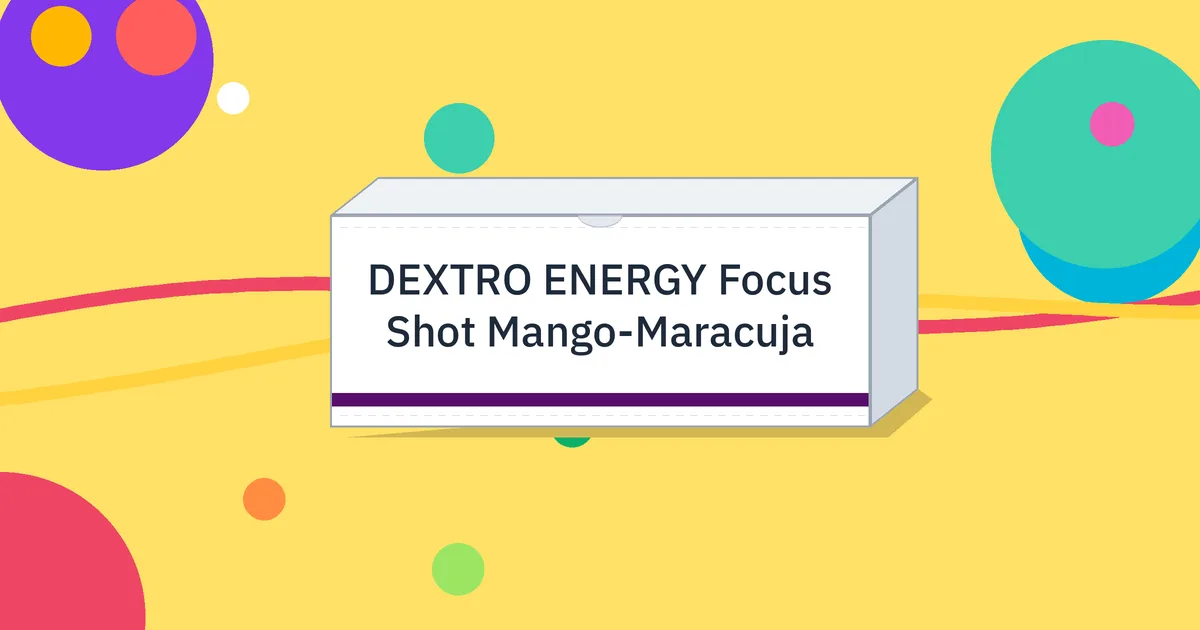 Symbolbild: Packung mit der Aufschrift DEXTRO ENERGY Focus Shot Mango-Maracuja (PZN 19955799) – Verfügbarkeit und Bezug in Apotheken in Frankfurt am Main