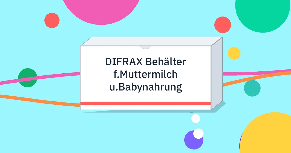 Symbolbild: Packung mit der Aufschrift DIFRAX Behälter f.Muttermilch u.Babynahrung (PZN 12518506) – Verfügbarkeit und Bezug in Apotheken in Frankfurt am Main