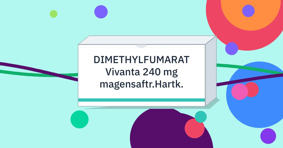 Symbolbild: Packung mit der Aufschrift DIMETHYLFUMARAT Vivanta 240 mg magensaftr.Hartk. (PZN 19679230) – Verfügbarkeit und Bezug in Apotheken in Frankfurt am Main