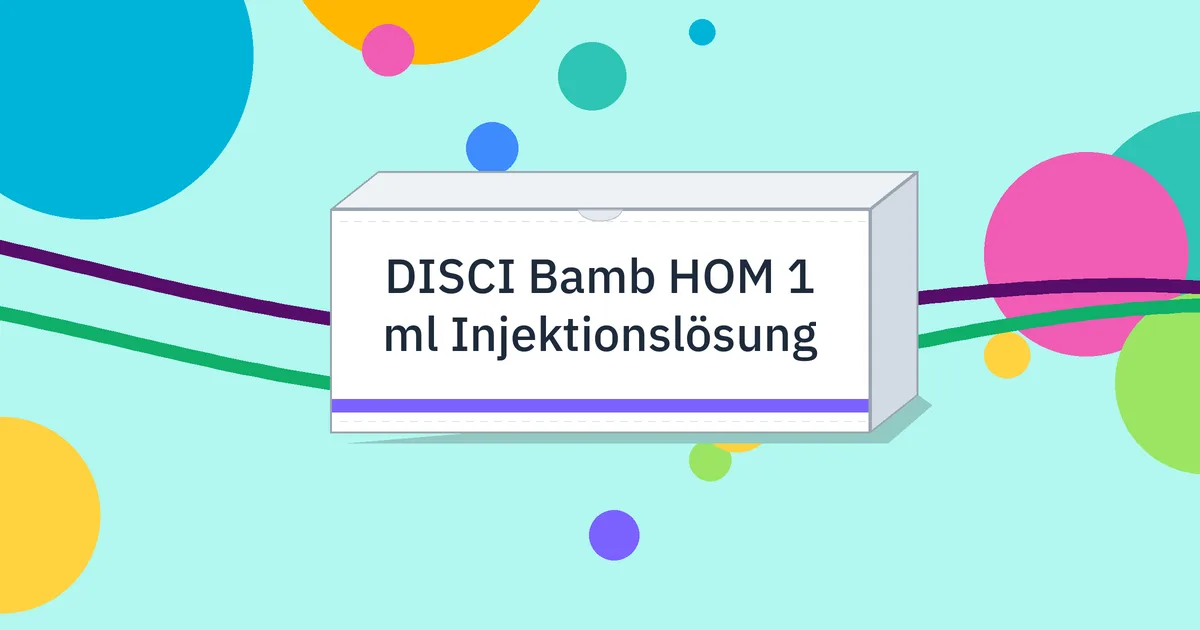 Symbolbild: Packung mit der Aufschrift DISCI Bamb HOM 1 ml Injektionslösung (PZN 01876935) – Verfügbarkeit und Bezug in Apotheken in Frankfurt am Main