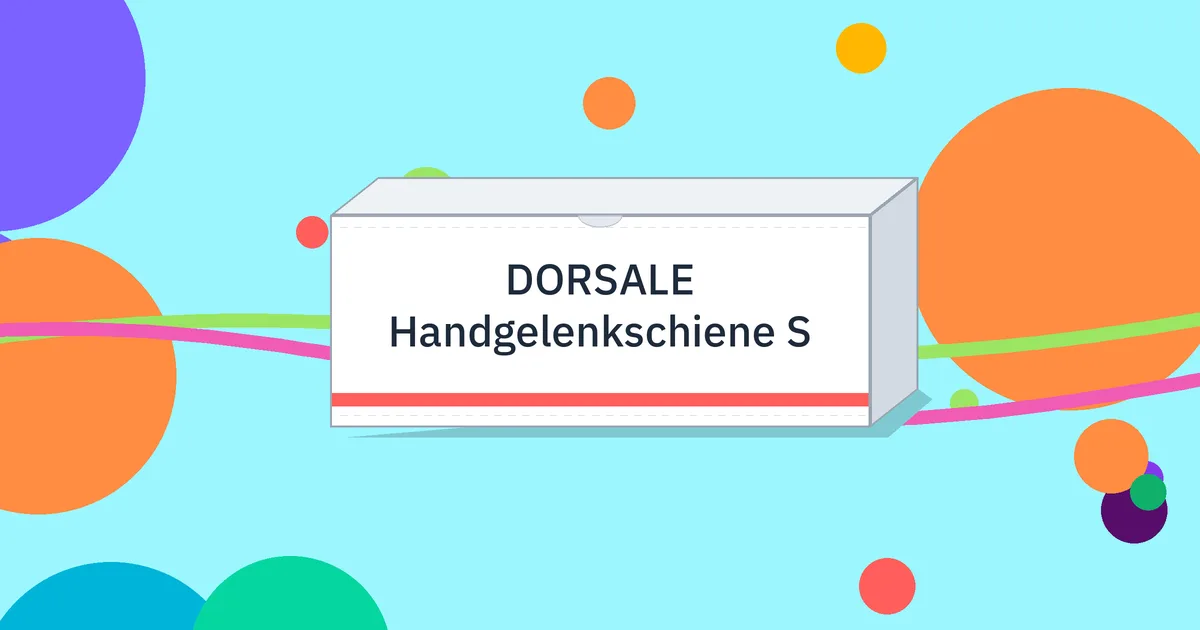 Symbolbild: Packung mit der Aufschrift DORSALE Handgelenkschiene S (PZN 08759842) – Verfügbarkeit und Bezug in Apotheken in Frankfurt am Main