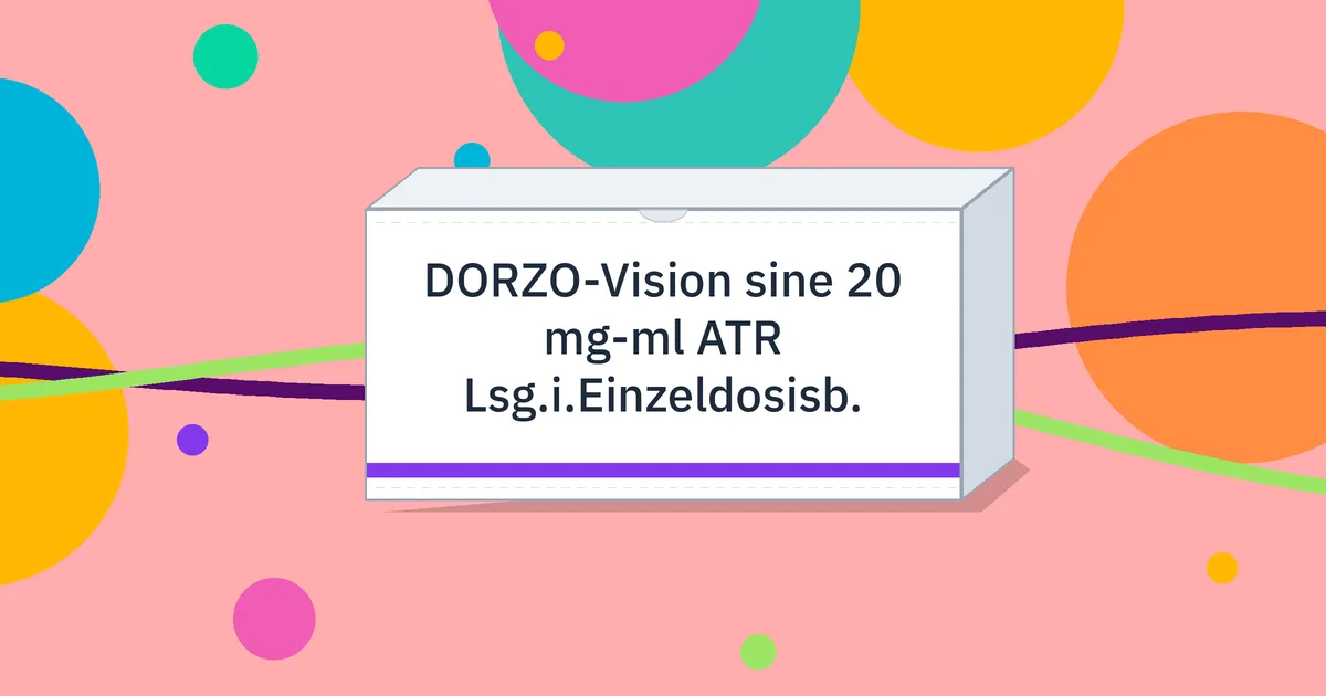 Symbolbild: Packung mit der Aufschrift DORZO-Vision sine 20 mg-ml ATR Lsg.i.Einzeldosisb. (PZN 11377452) – Verfügbarkeit und Bezug in Apotheken in Frankfurt am Main
