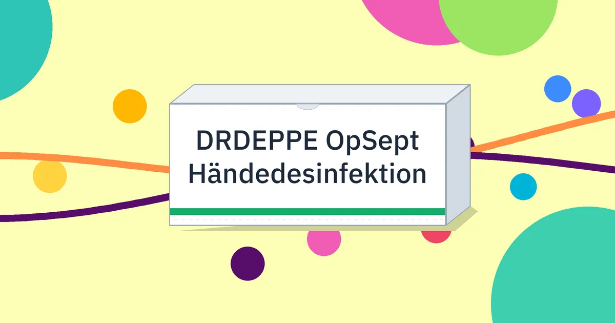 Symbolbild: Packung mit der Aufschrift DRDEPPE OpSept Händedesinfektion (PZN 20274248) – Verfügbarkeit und Bezug in Apotheken in Frankfurt am Main