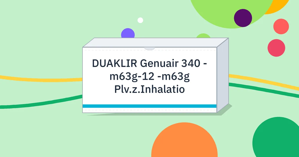 Symbolbild: Packung mit der Aufschrift DUAKLIR Genuair 340 -m63g-12 -m63g Plv.z.Inhalatio (PZN 13755734) – Verfügbarkeit und Bezug in Apotheken in Frankfurt am Main