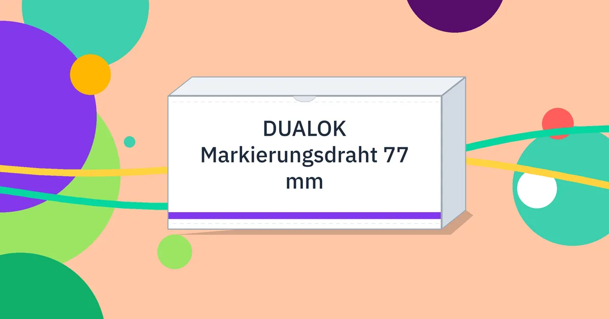 Symbolbild: Packung mit der Aufschrift DUALOK Markierungsdraht 77 mm (PZN 03405039) – Verfügbarkeit und Bezug in Apotheken in Frankfurt am Main