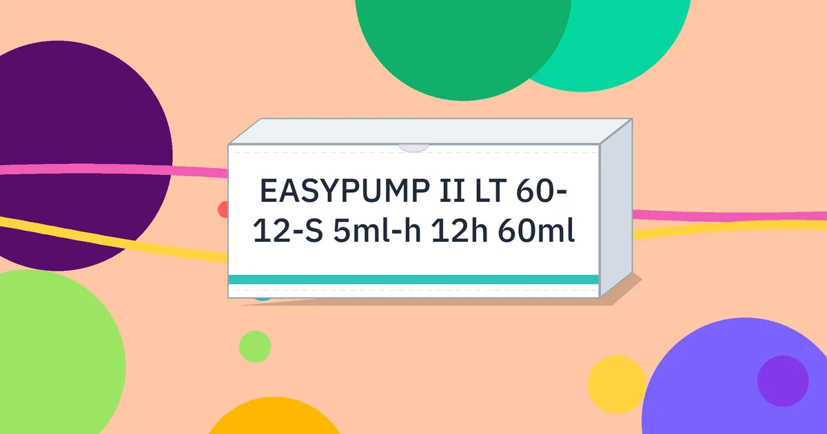 Symbolbild: Packung mit der Aufschrift EASYPUMP II LT 60-12-S 5ml-h 12h 60ml (PZN 20188158) – Verfügbarkeit und Bezug in Apotheken in Frankfurt am Main