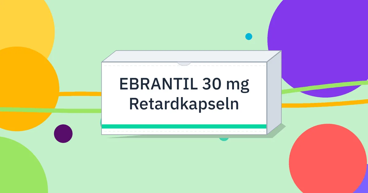 Symbolbild: Packung mit der Aufschrift EBRANTIL 30 mg Retardkapseln (PZN 19192806) – Verfügbarkeit und Bezug in Apotheken in Frankfurt am Main