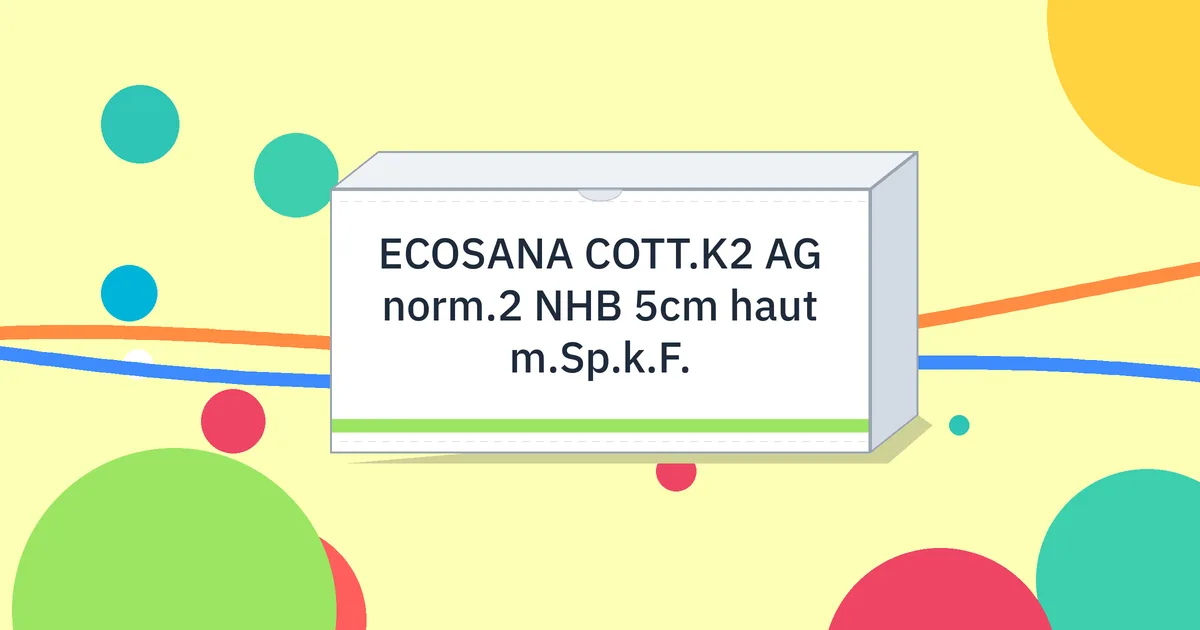 Symbolbild: Packung mit der Aufschrift ECOSANA COTT.K2 AG norm.2 NHB 5cm haut m.Sp.k.F. (PZN 16949120) – Verfügbarkeit und Bezug in Apotheken in Frankfurt am Main