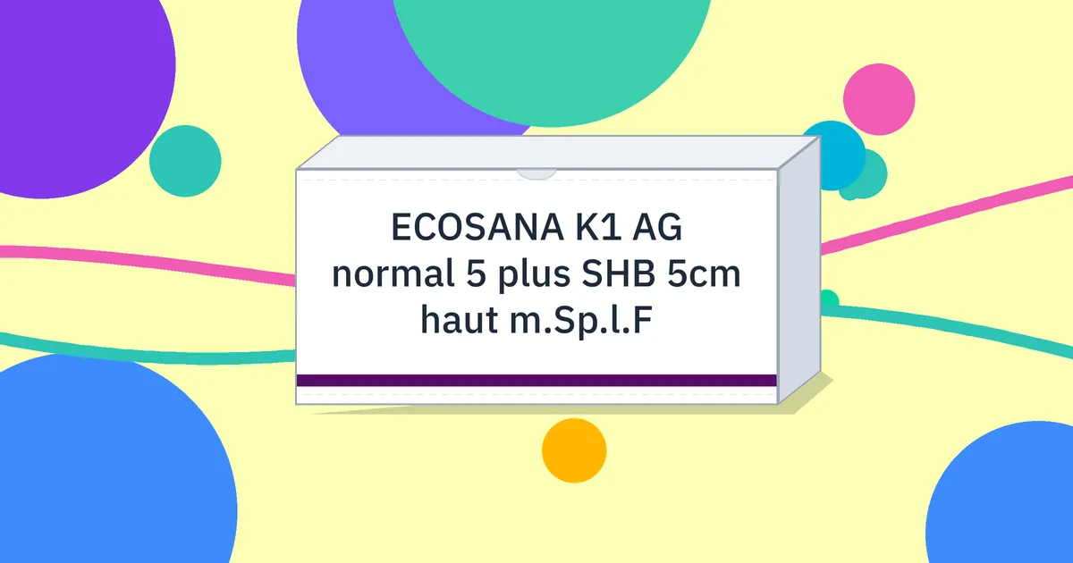 Symbolbild: Packung mit der Aufschrift ECOSANA K1 AG normal 5 plus SHB 5cm haut m.Sp.l.F (PZN 04729459) – Verfügbarkeit und Bezug in Apotheken in Frankfurt am Main