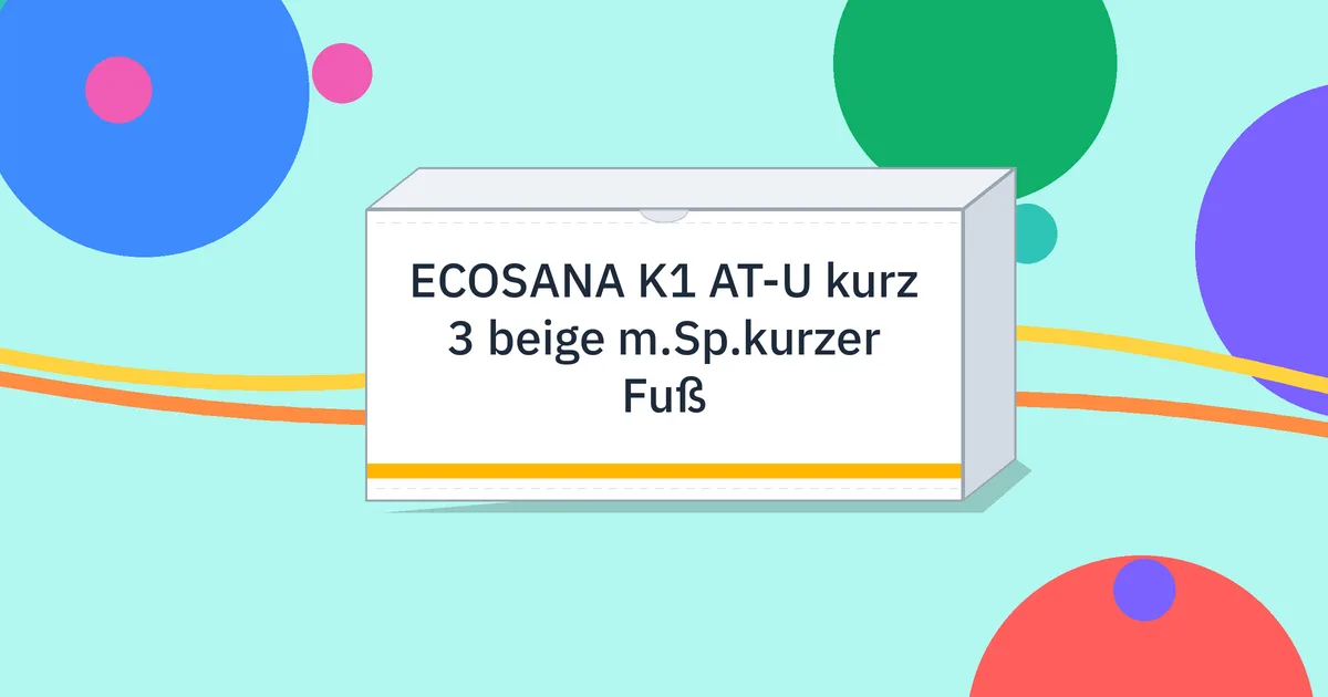 Symbolbild: Packung mit der Aufschrift ECOSANA K1 AT-U kurz 3 beige m.Sp.kurzer Fuß (PZN 04733834) – Verfügbarkeit und Bezug in Apotheken in Frankfurt am Main