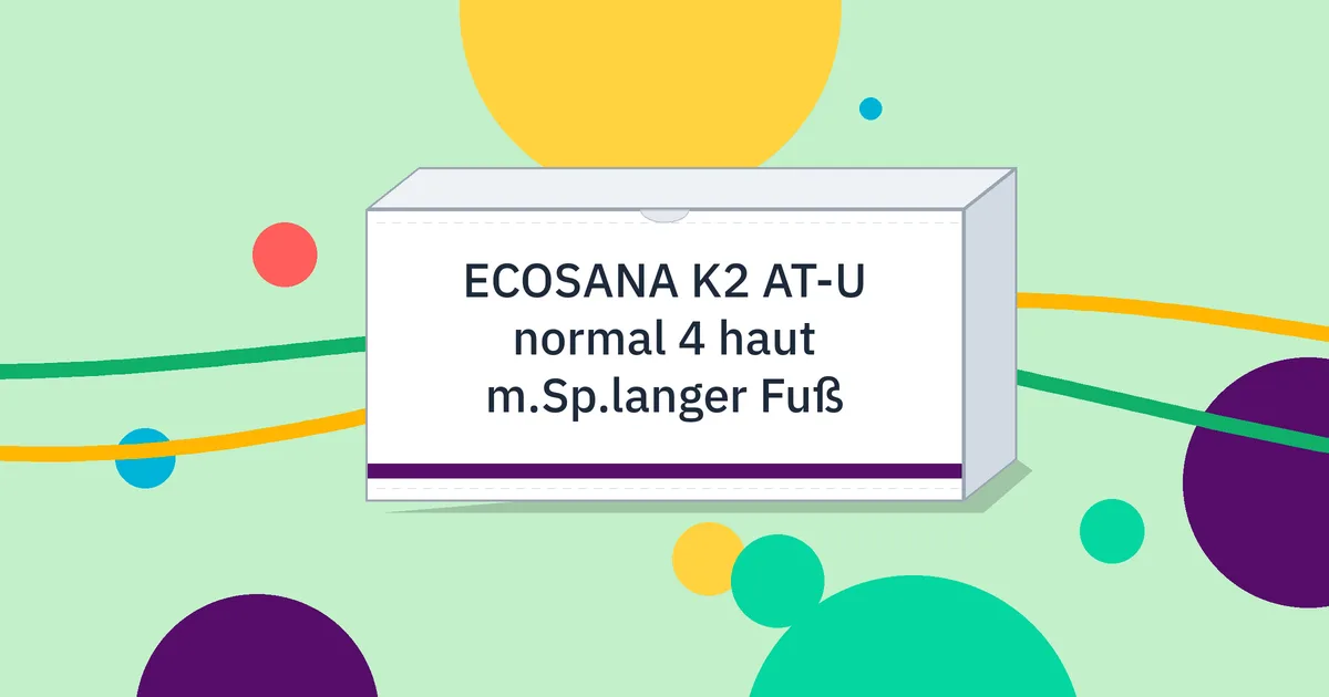 Symbolbild: Packung mit der Aufschrift ECOSANA K2 AT-U normal 4 haut m.Sp.langer Fuß (PZN 10956490) – Verfügbarkeit und Bezug in Apotheken in Frankfurt am Main