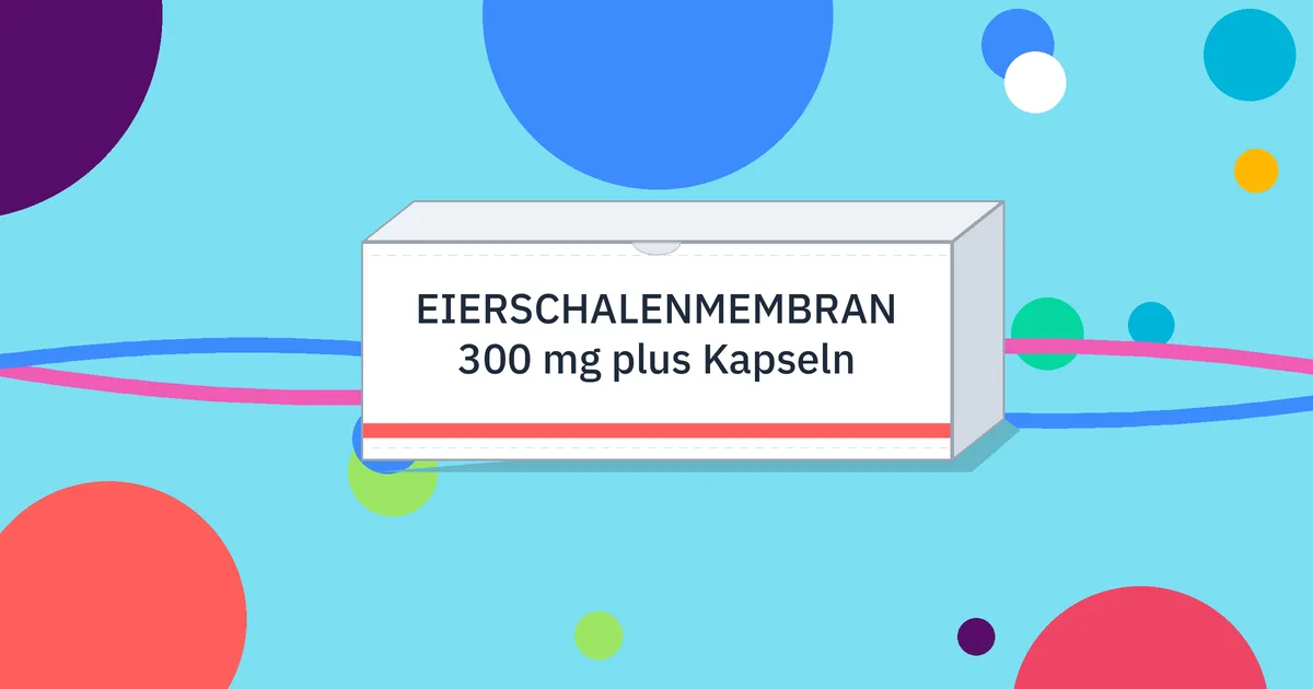 Symbolbild: Packung mit der Aufschrift EIERSCHALENMEMBRAN 300 mg plus Kapseln (PZN 17305100) – Verfügbarkeit und Bezug in Apotheken in Frankfurt am Main