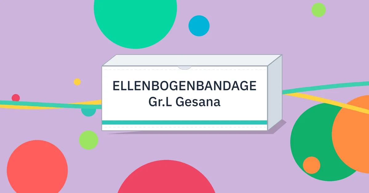 Symbolbild: Packung mit der Aufschrift ELLENBOGENBANDAGE Gr.L Gesana (PZN 03862239) – Verfügbarkeit und Bezug in Apotheken in Frankfurt am Main
