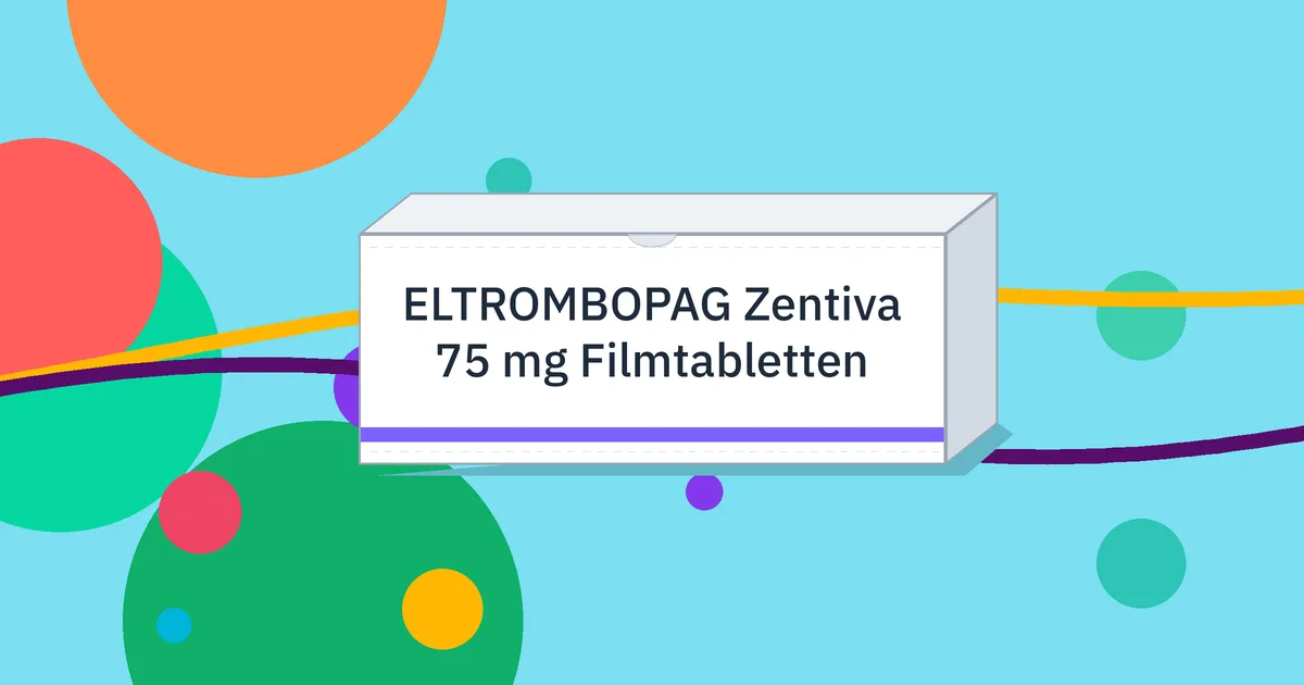 Symbolbild: Packung mit der Aufschrift ELTROMBOPAG Zentiva 75 mg Filmtabletten (PZN 19346706) – Verfügbarkeit und Bezug in Apotheken in Frankfurt am Main