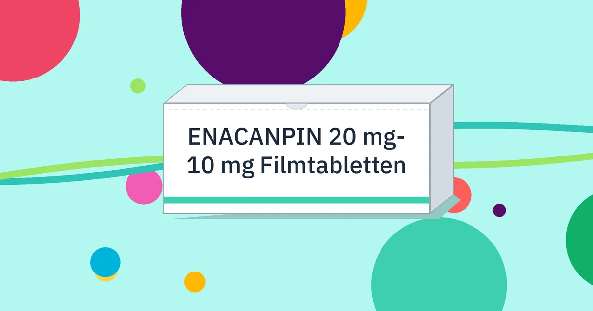 Symbolbild: Packung mit der Aufschrift ENACANPIN 20 mg-10 mg Filmtabletten (PZN 12529579) – Verfügbarkeit und Bezug in Apotheken in Frankfurt am Main
