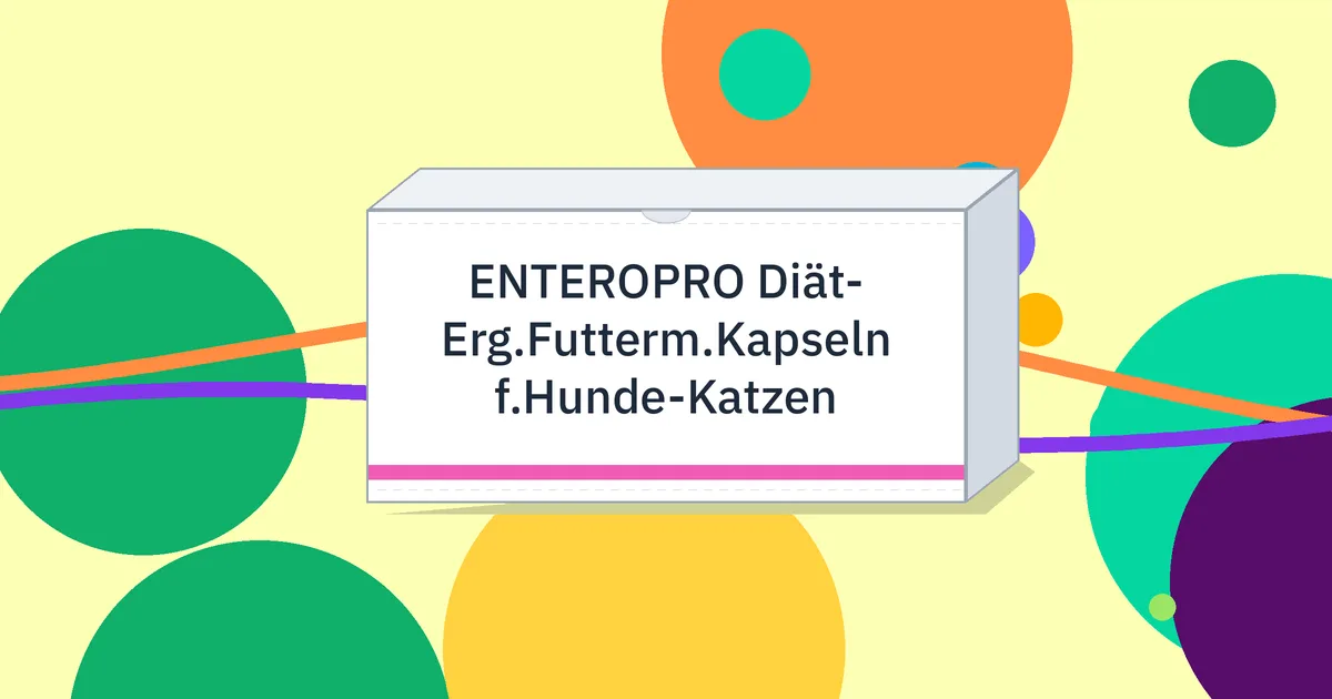Symbolbild: Packung mit der Aufschrift ENTEROPRO Diät-Erg.Futterm.Kapseln f.Hunde-Katzen (PZN 20612774) – Verfügbarkeit und Bezug in Apotheken in Frankfurt am Main