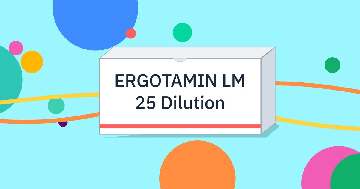 Symbolbild: Packung mit der Aufschrift ERGOTAMIN LM 25 Dilution (PZN 12845010) – Verfügbarkeit und Bezug in Apotheken in Frankfurt am Main