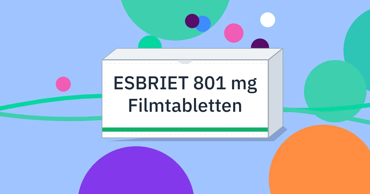 Symbolbild: Packung mit der Aufschrift ESBRIET 801 mg Filmtabletten (PZN 17852316) – Verfügbarkeit und Bezug in Apotheken in Frankfurt am Main