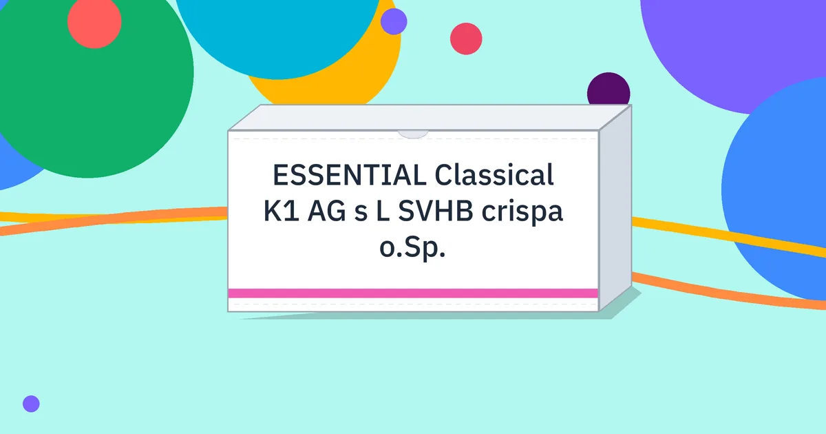 Symbolbild: Packung mit der Aufschrift ESSENTIAL Classical K1 AG s L SVHB crispa o.Sp. (PZN 18420240) – Verfügbarkeit und Bezug in Apotheken in Frankfurt am Main