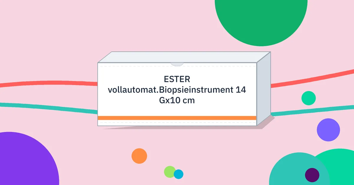Symbolbild: Packung mit der Aufschrift ESTER vollautomat.Biopsieinstrument 14 Gx10 cm (PZN 20030167) – Verfügbarkeit und Bezug in Apotheken in Frankfurt am Main