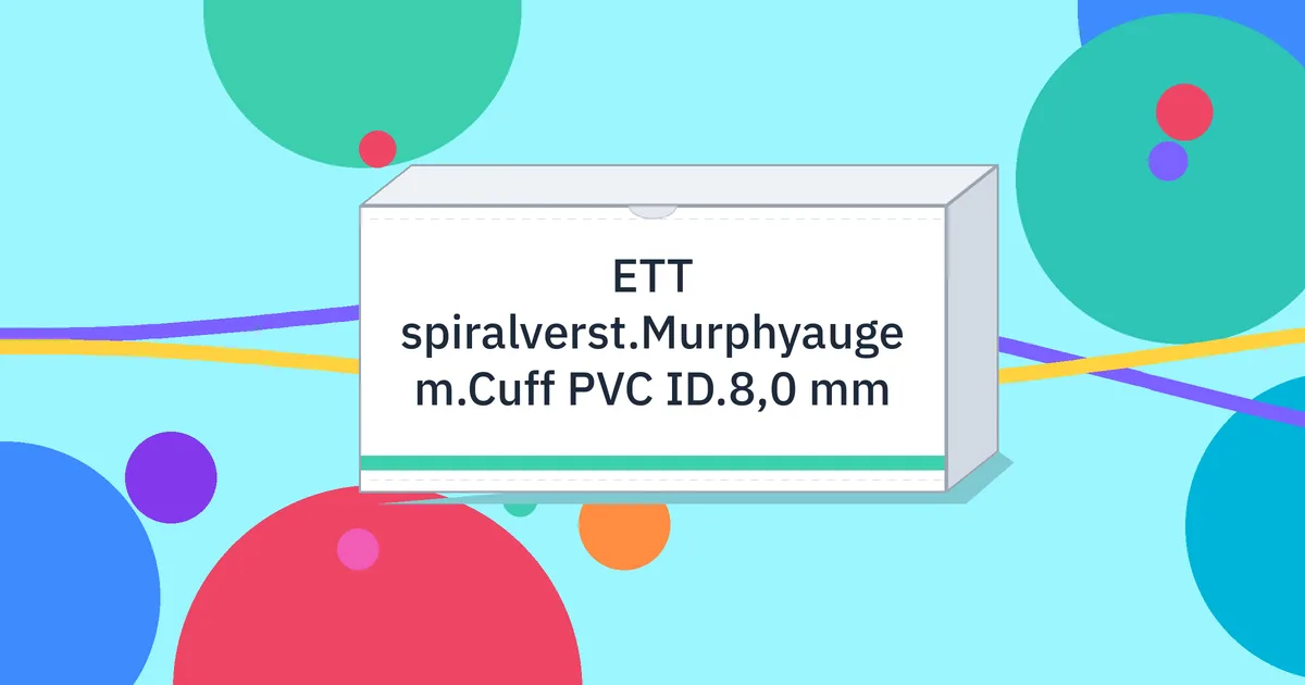 Symbolbild: Packung mit der Aufschrift ETT spiralverst.Murphyauge m.Cuff PVC ID.8,0 mm (PZN 19120764) – Verfügbarkeit und Bezug in Apotheken in Frankfurt am Main