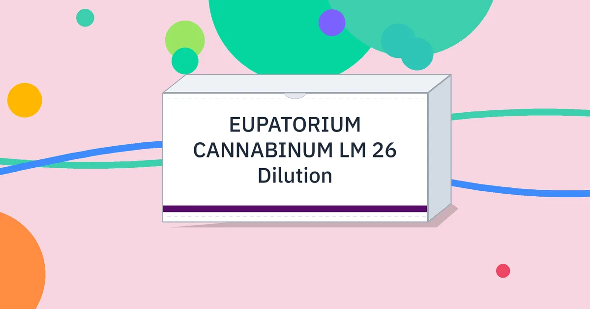 Symbolbild: Packung mit der Aufschrift EUPATORIUM CANNABINUM LM 26 Dilution (PZN 12845949) – Verfügbarkeit und Bezug in Apotheken in Frankfurt am Main