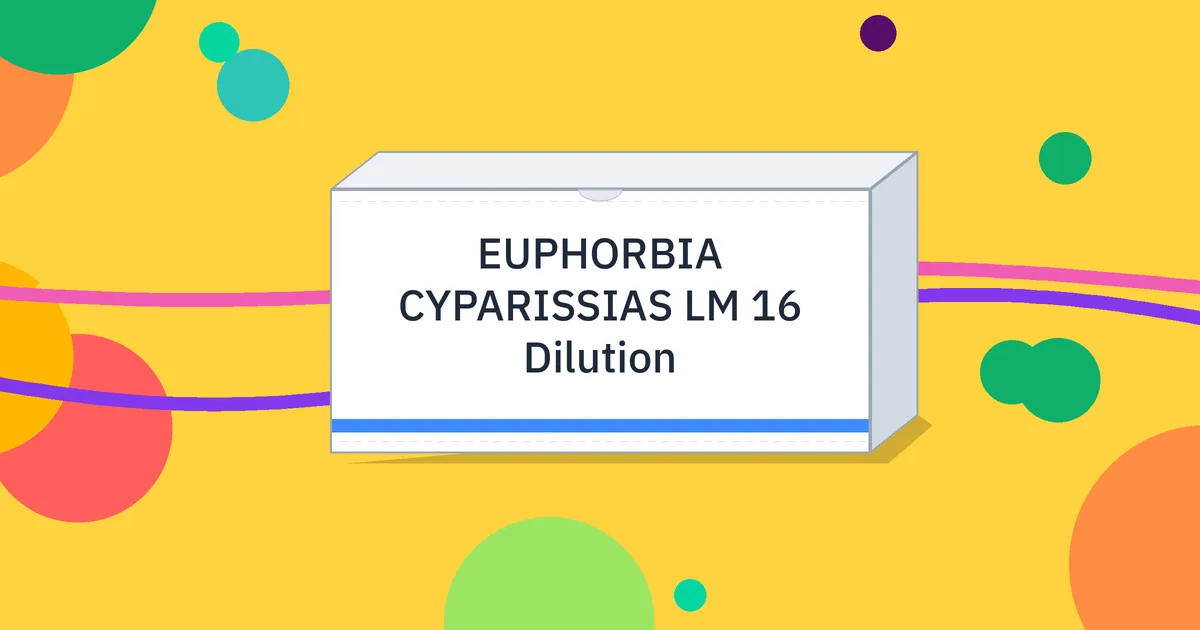 Symbolbild: Packung mit der Aufschrift EUPHORBIA CYPARISSIAS LM 16 Dilution (PZN 13481900) – Verfügbarkeit und Bezug in Apotheken in Frankfurt am Main