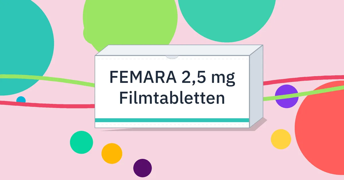 Symbolbild: Packung mit der Aufschrift FEMARA 2,5 mg Filmtabletten (PZN 01287819) – Verfügbarkeit und Bezug in Apotheken in Frankfurt am Main