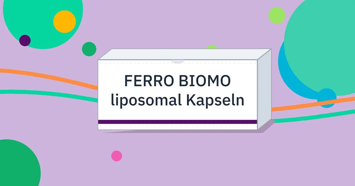 Symbolbild: Packung mit der Aufschrift FERRO BIOMO liposomal Kapseln (PZN 20293961) – Verfügbarkeit und Bezug in Apotheken in Frankfurt am Main