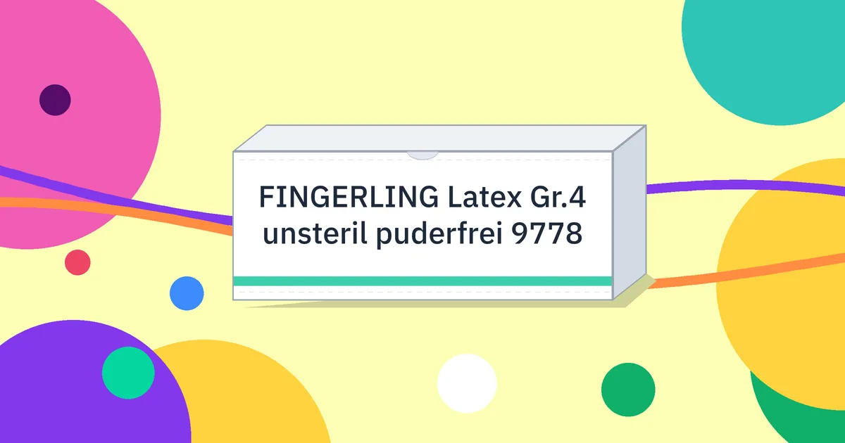Symbolbild: Packung mit der Aufschrift FINGERLING Latex Gr.4 unsteril puderfrei 9778 (PZN 01333809) – Verfügbarkeit und Bezug in Apotheken in Frankfurt am Main