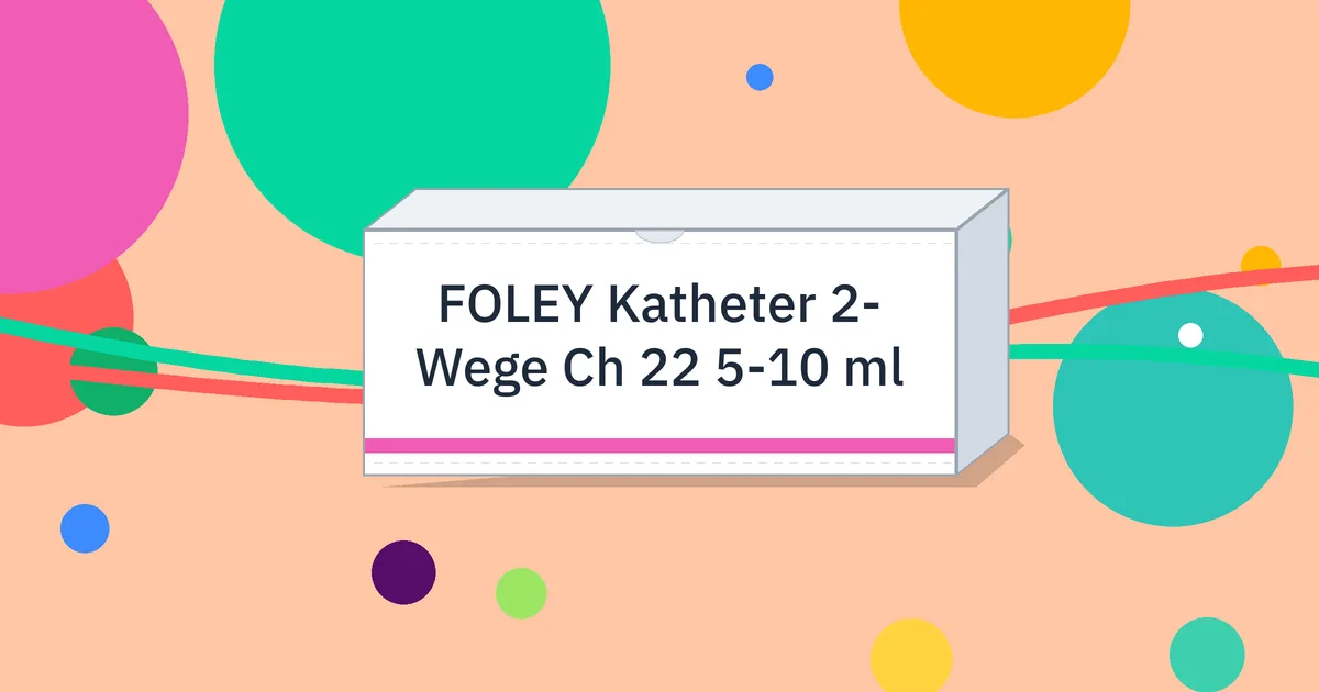 Symbolbild: Packung mit der Aufschrift FOLEY Katheter 2-Wege Ch 22 5-10 ml (PZN 04365968) – Verfügbarkeit und Bezug in Apotheken in Frankfurt am Main