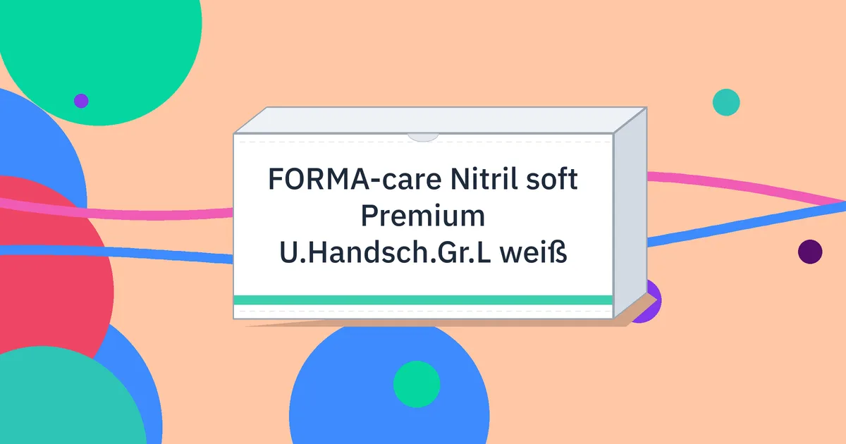 Symbolbild: Packung mit der Aufschrift FORMA-care Nitril soft Premium U.Handsch.Gr.L weiß (PZN 11000575) – Verfügbarkeit und Bezug in Apotheken in Frankfurt am Main