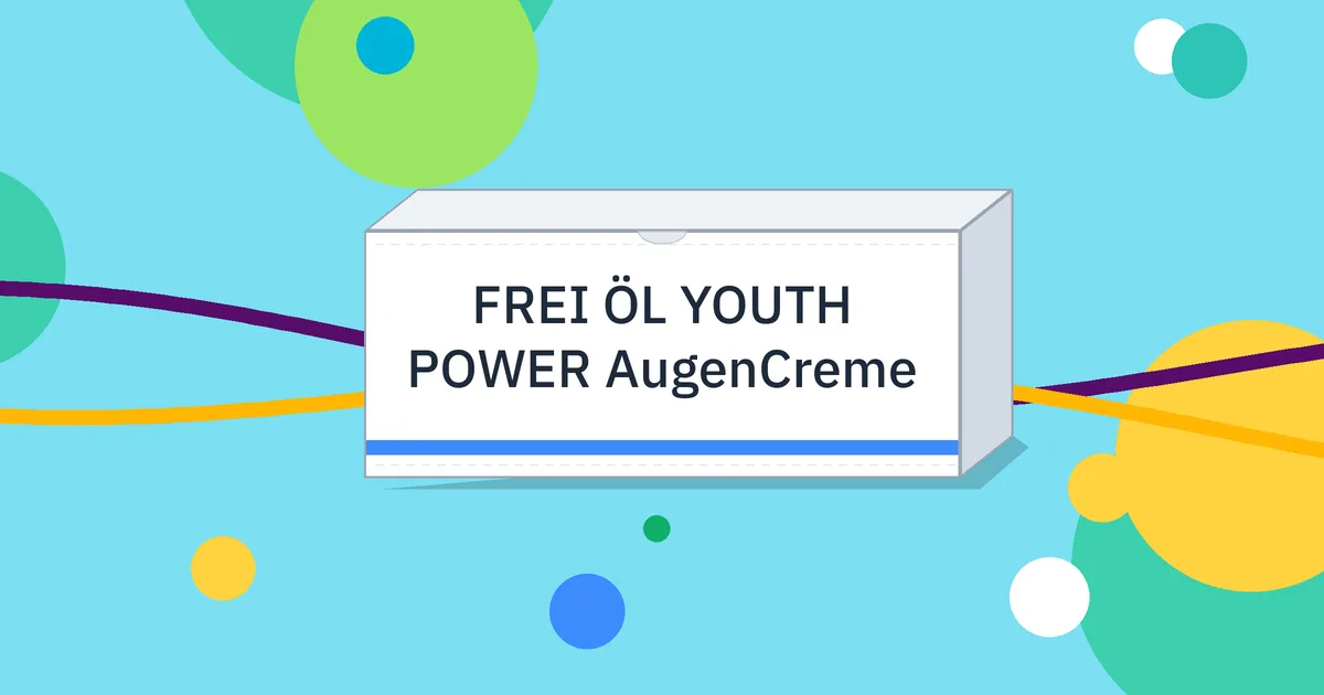 Symbolbild: Packung mit der Aufschrift FREI ÖL YOUTH POWER AugenCreme (PZN 18501553) – Verfügbarkeit und Bezug in Apotheken in Frankfurt am Main