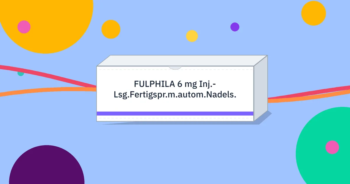 Symbolbild: Packung mit der Aufschrift FULPHILA 6 mg Inj.-Lsg.Fertigspr.m.autom.Nadels. (PZN 13599808) – Verfügbarkeit und Bezug in Apotheken in Frankfurt am Main