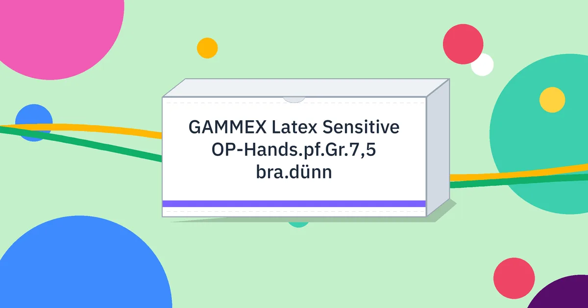 Symbolbild: Packung mit der Aufschrift GAMMEX Latex Sensitive OP-Hands.pf.Gr.7,5 bra.dünn (PZN 11237805) – Verfügbarkeit und Bezug in Apotheken in Frankfurt am Main
