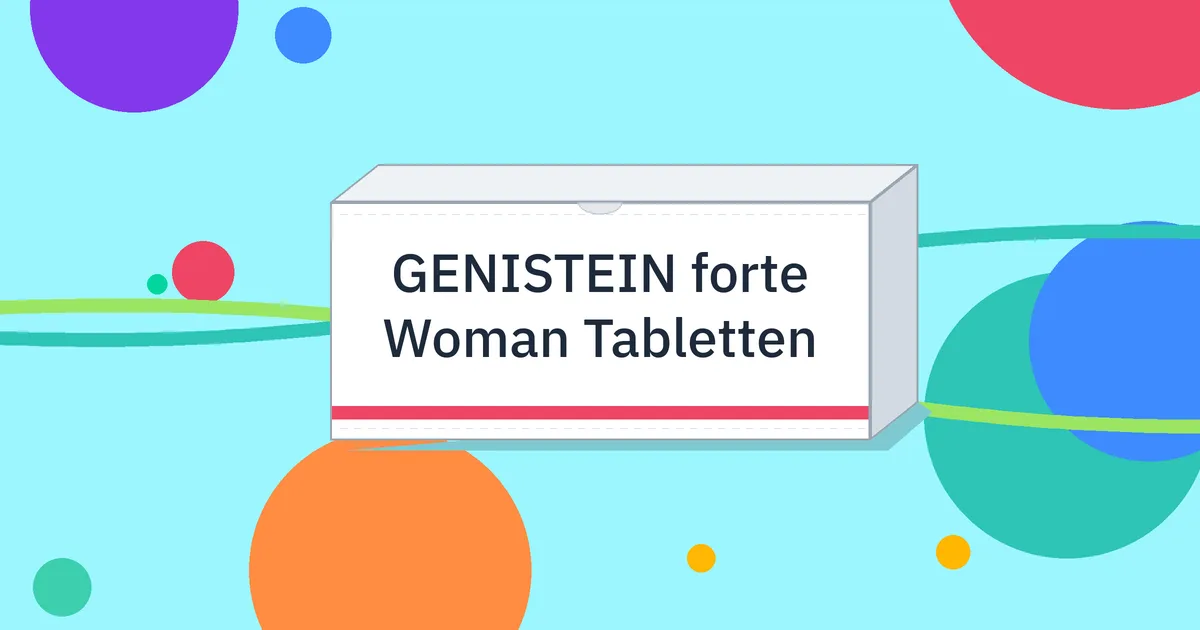 Symbolbild: Packung mit der Aufschrift GENISTEIN forte Woman Tabletten (PZN 06919112) – Verfügbarkeit und Bezug in Apotheken in Frankfurt am Main