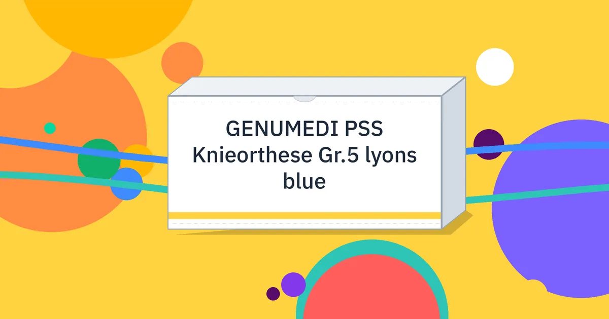Symbolbild: Packung mit der Aufschrift GENUMEDI PSS Knieorthese Gr.5 lyons blue (PZN 18322520) – Verfügbarkeit und Bezug in Apotheken in Frankfurt am Main