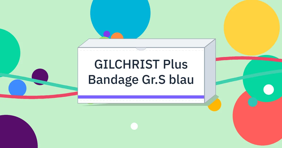 Symbolbild: Packung mit der Aufschrift GILCHRIST Plus Bandage Gr.S blau (PZN 04913080) – Verfügbarkeit und Bezug in Apotheken in Frankfurt am Main