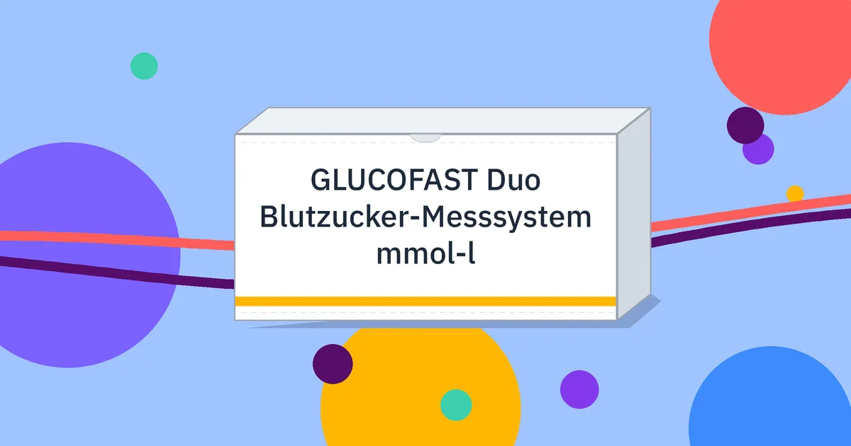 Symbolbild: Packung mit der Aufschrift GLUCOFAST Duo Blutzucker-Messsystem mmol-l (PZN 15405027) – Verfügbarkeit und Bezug in Apotheken in Frankfurt am Main