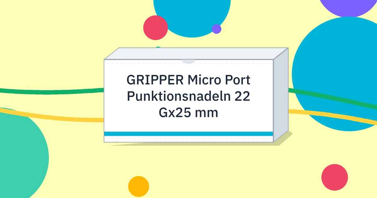 Symbolbild: Packung mit der Aufschrift GRIPPER Micro Port Punktionsnadeln 22 Gx25 mm (PZN 09007446) – Verfügbarkeit und Bezug in Apotheken in Frankfurt am Main