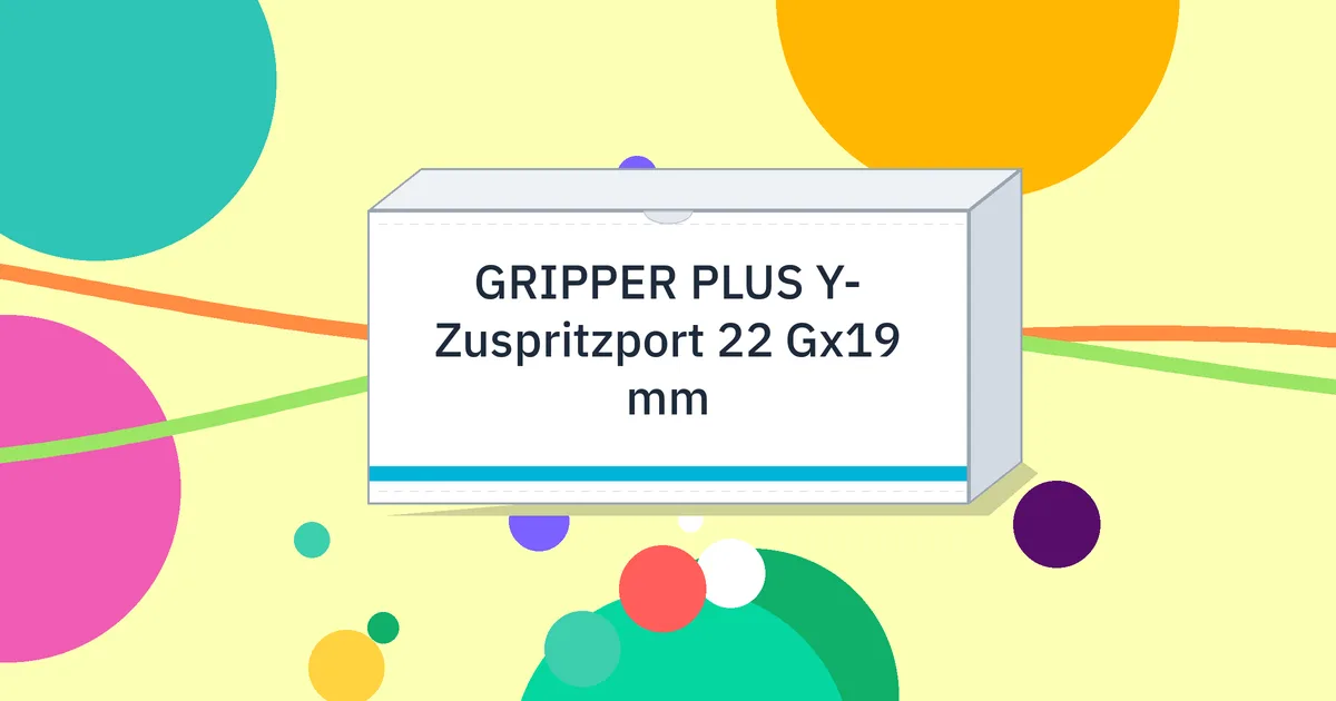 Symbolbild: Packung mit der Aufschrift GRIPPER PLUS Y-Zuspritzport 22 Gx19 mm (PZN 09676087) – Verfügbarkeit und Bezug in Apotheken in Frankfurt am Main