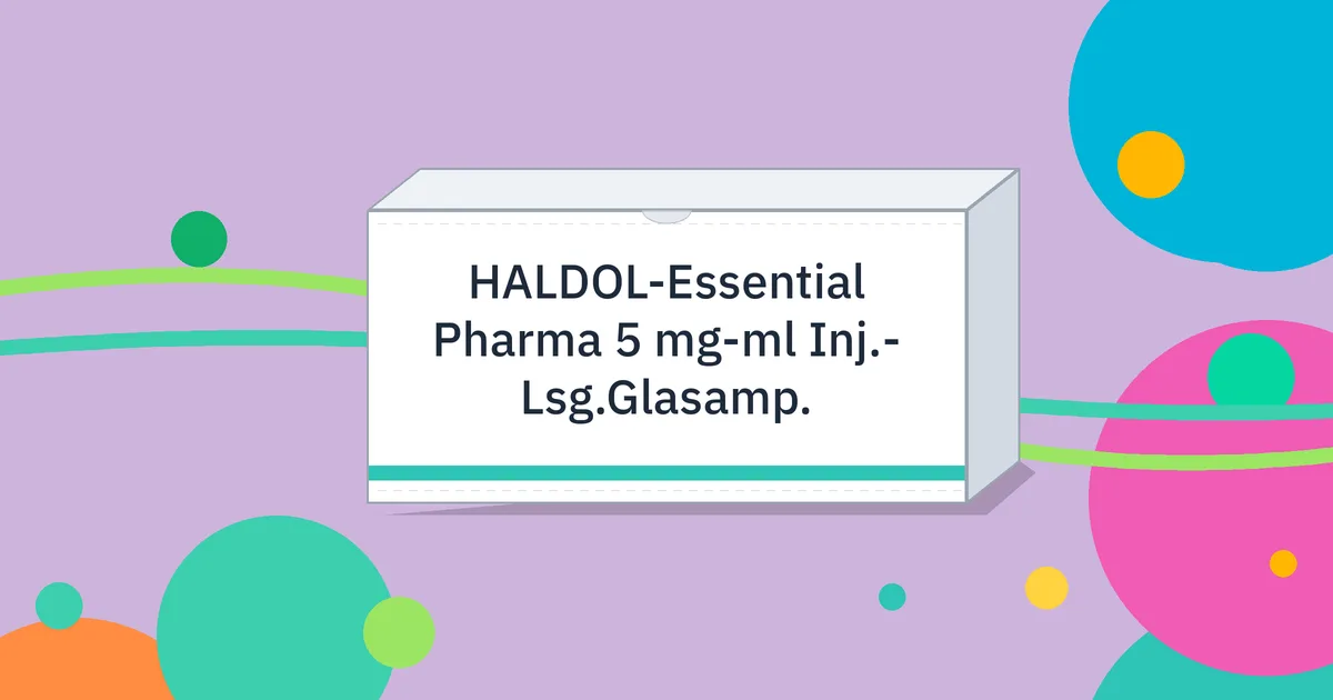 Symbolbild: Packung mit der Aufschrift HALDOL-Essential Pharma 5 mg-ml Inj.-Lsg.Glasamp. (PZN 18854547) – Verfügbarkeit und Bezug in Apotheken in Frankfurt am Main