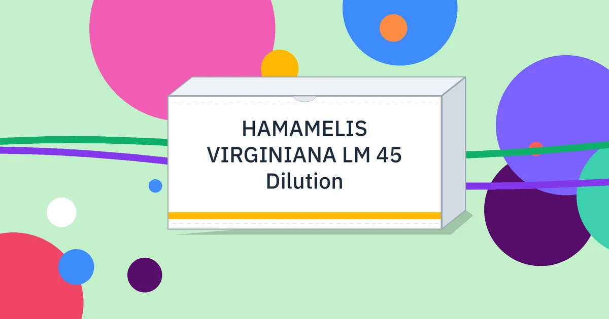 Symbolbild: Packung mit der Aufschrift HAMAMELIS VIRGINIANA LM 45 Dilution (PZN 12884659) – Verfügbarkeit und Bezug in Apotheken in Frankfurt am Main