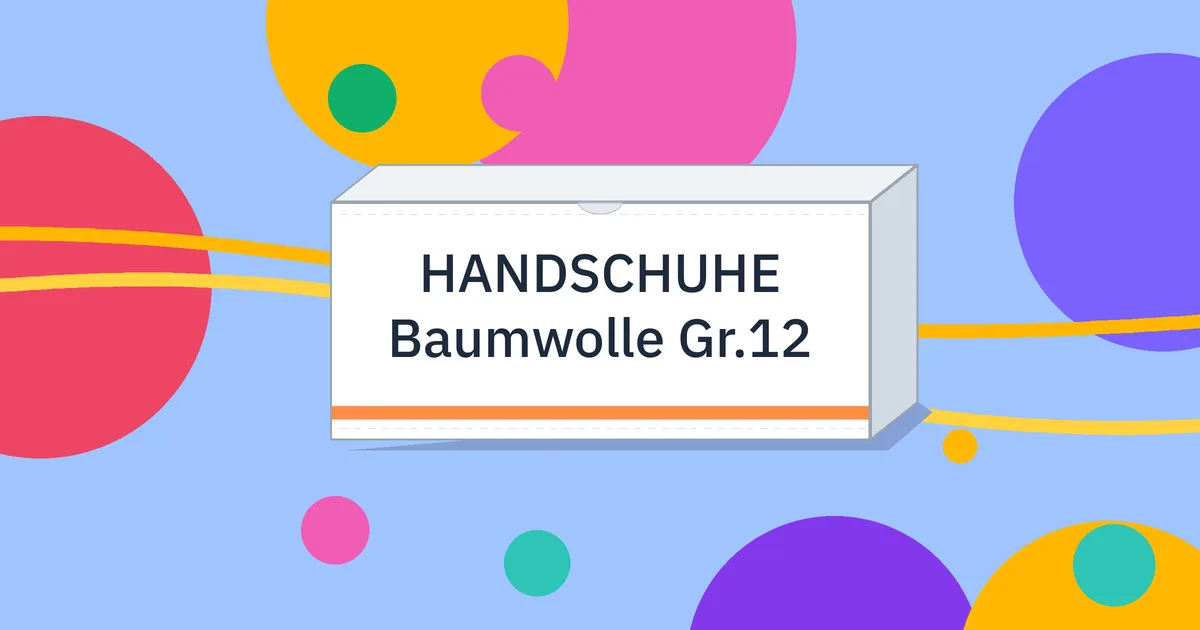 Symbolbild: Packung mit der Aufschrift HANDSCHUHE Baumwolle Gr.12 (PZN 12494295) – Verfügbarkeit und Bezug in Apotheken in Frankfurt am Main