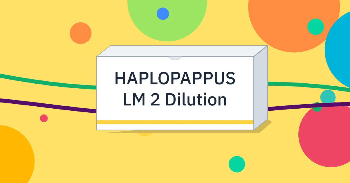 Symbolbild: Packung mit der Aufschrift HAPLOPAPPUS LM 2 Dilution (PZN 12884731) – Verfügbarkeit und Bezug in Apotheken in Frankfurt am Main