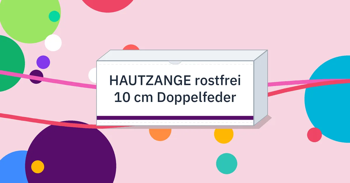 Symbolbild: Packung mit der Aufschrift HAUTZANGE rostfrei 10 cm Doppelfeder (PZN 01504518) – Verfügbarkeit und Bezug in Apotheken in Frankfurt am Main