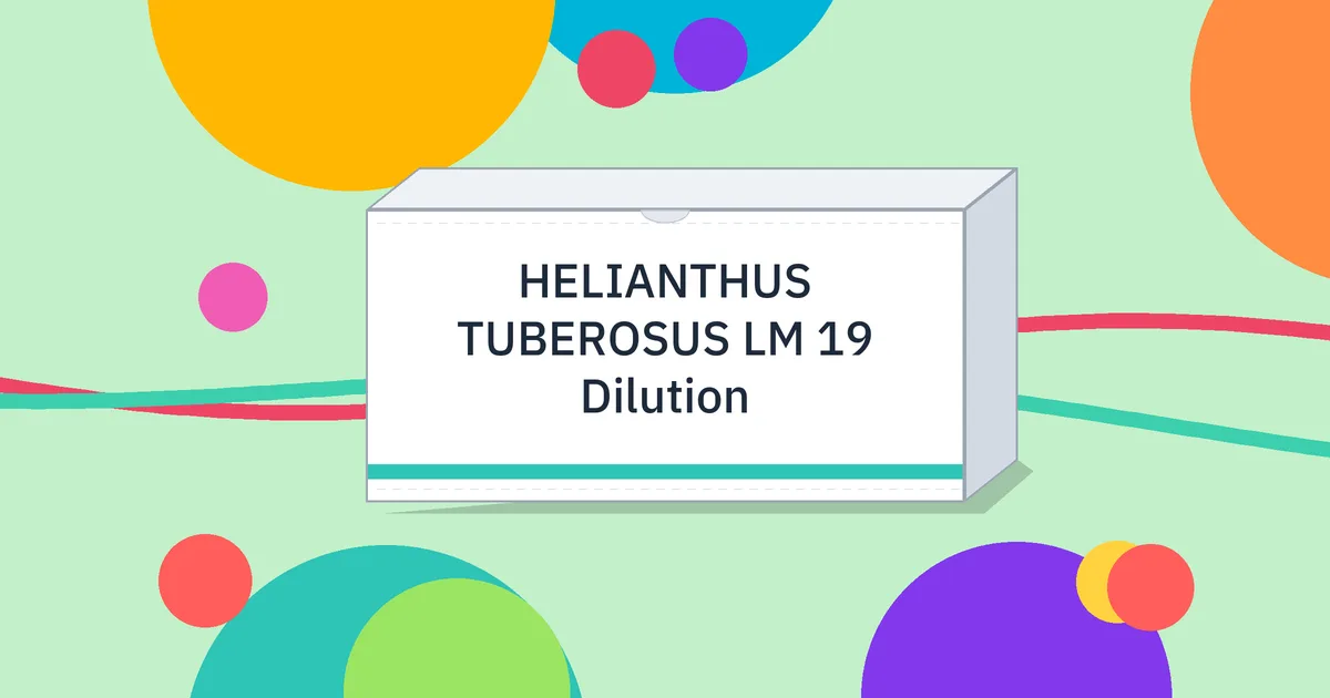 Symbolbild: Packung mit der Aufschrift HELIANTHUS TUBEROSUS LM 19 Dilution (PZN 13551718) – Verfügbarkeit und Bezug in Apotheken in Frankfurt am Main