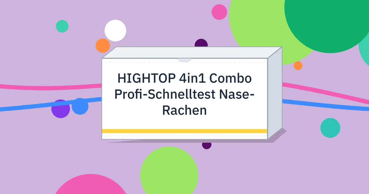 Symbolbild: Packung mit der Aufschrift HIGHTOP 4in1 Combo Profi-Schnelltest Nase-Rachen (PZN 20895269) – Verfügbarkeit und Bezug in Apotheken in Frankfurt am Main